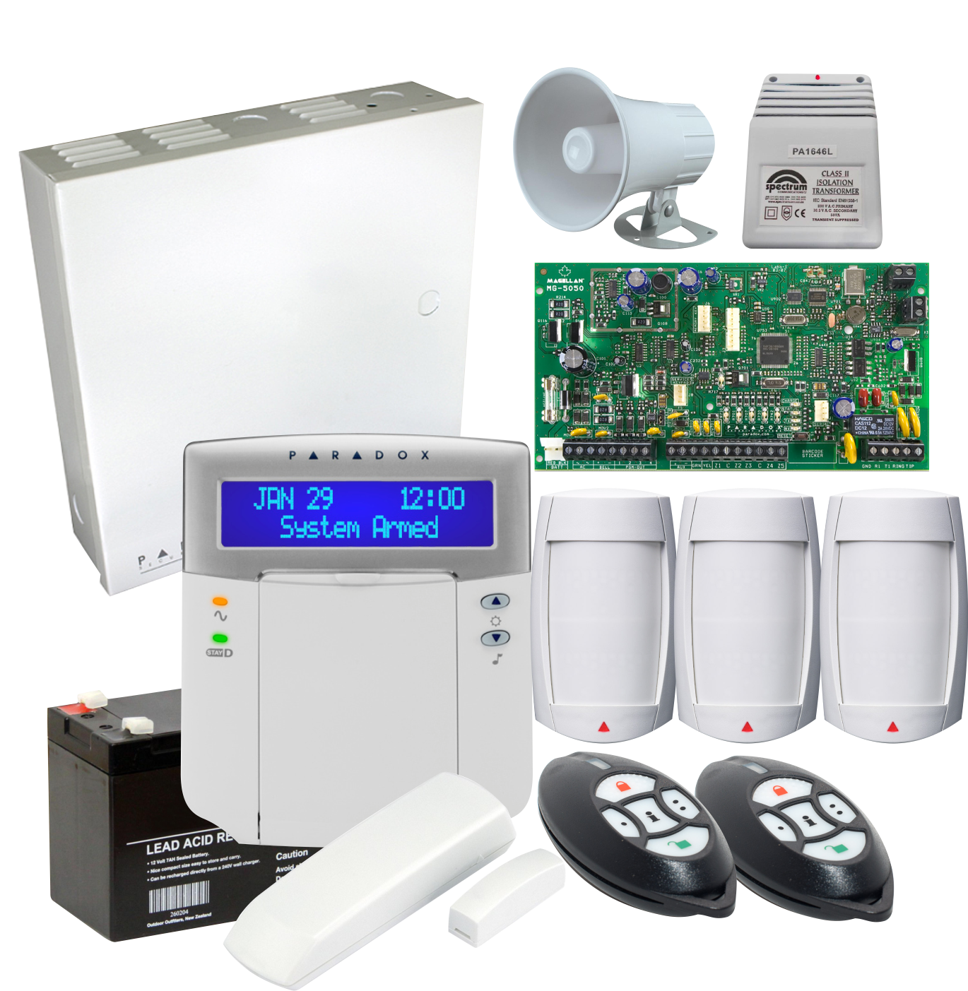 Paradox MG5050 Alarm Kit with K32 LCD Keypad 3xPMD75 1xLarge Wireless ...